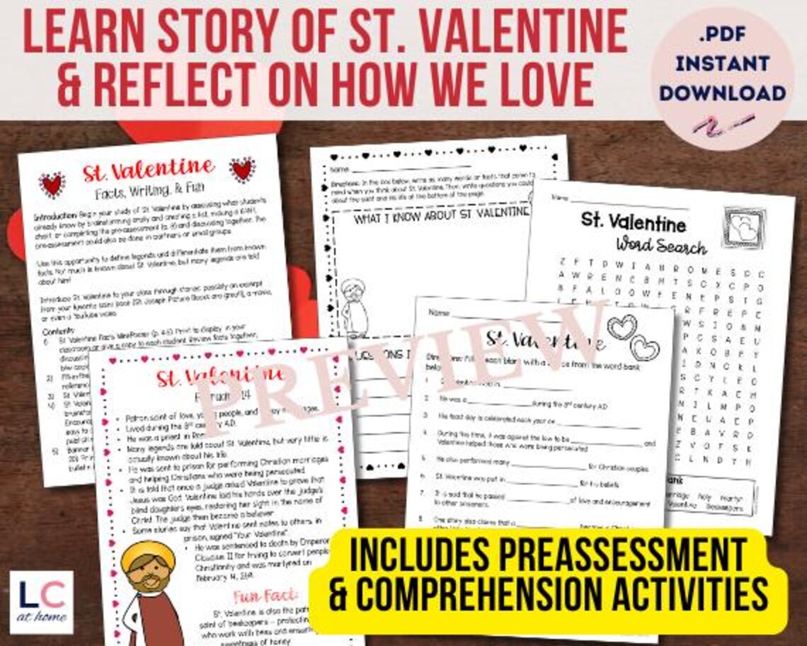Saint Valentine Writing Activity for Catholic Kids | Story of St ...