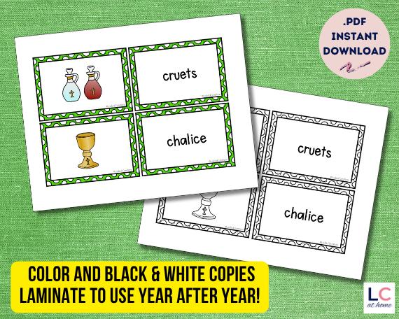 Catholic Mass Vocabulary Matching Memory Game for Kids | Sunday School ...