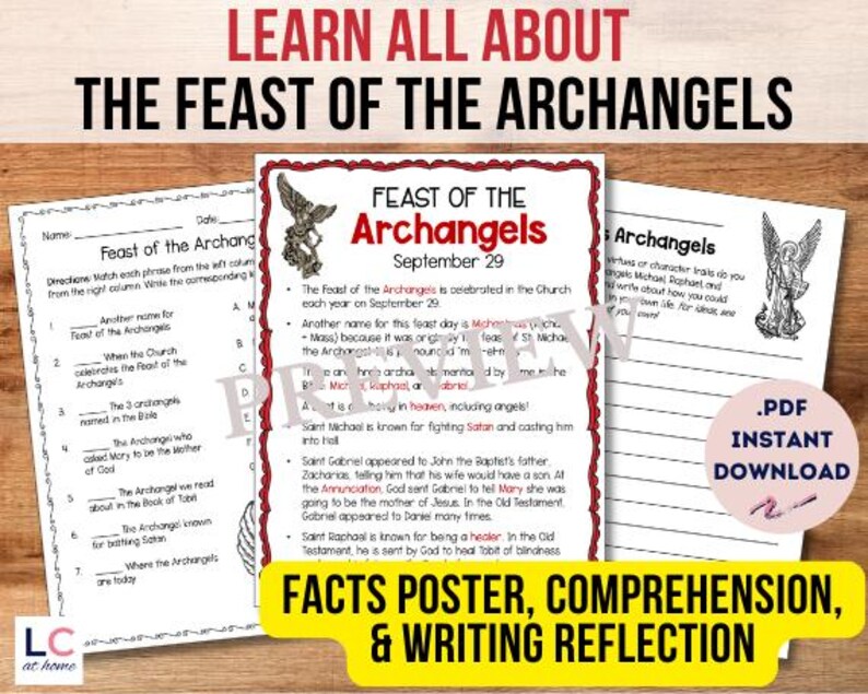 Feast of the Archangels | Saint Michael Prayer Activities for Catholic ...