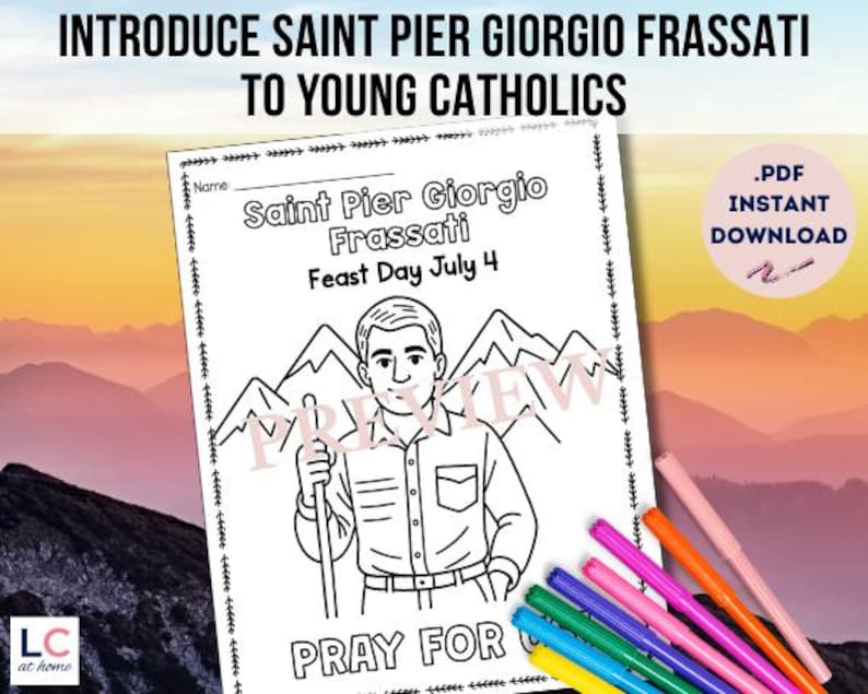 Saint Pier Giorgio Frassati Coloring Sheets | Catholic Saint Coloring ...