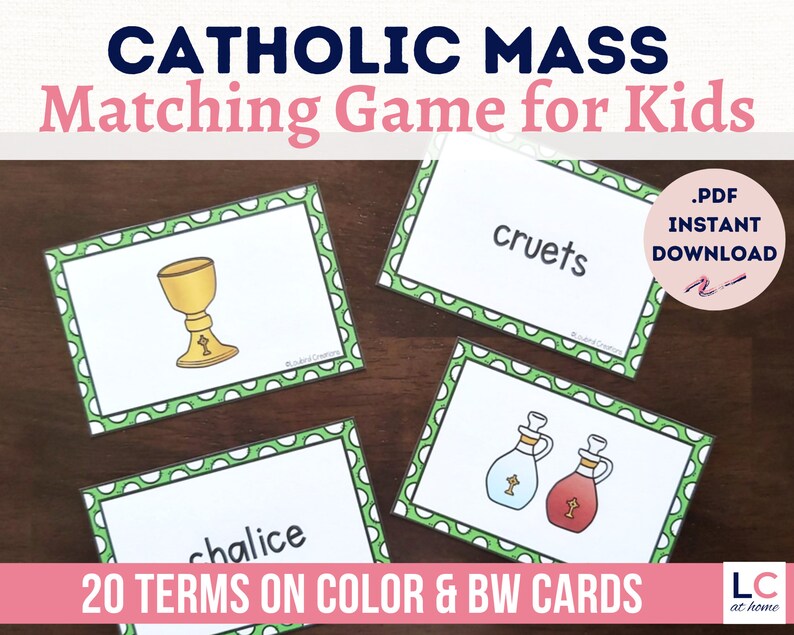 Catholic Mass Vocabulary Matching Memory Game for Kids - Etsy