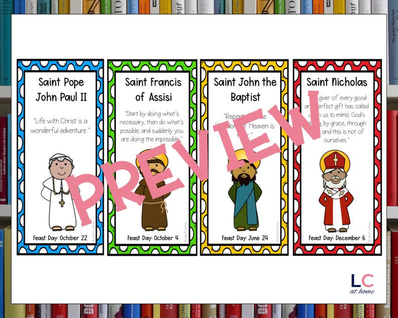 Catholic Saints Printable Bookmarks for Kids | 80 Saints Incentives ...
