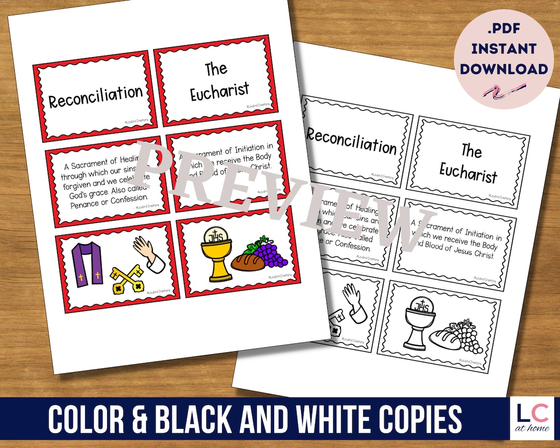 Seven Sacraments Matching Game for Catholic Kids | 7 Sacraments ...
