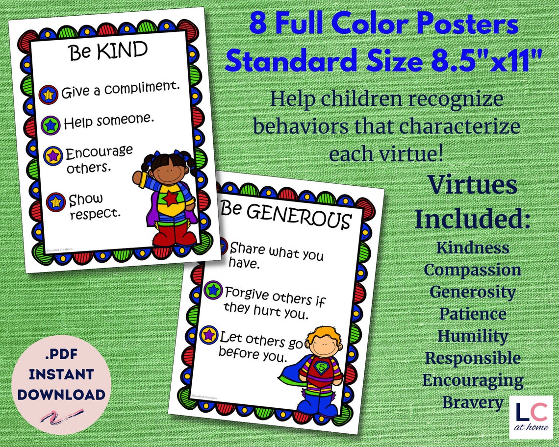 Superhero Virtue Character Education Classroom Posters | Awards ...