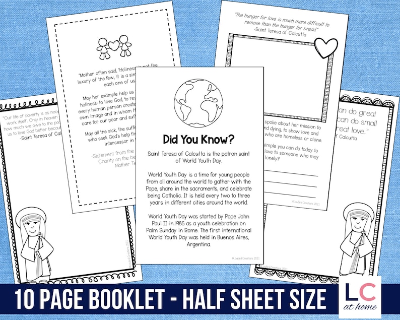 Saint Teresa of Calcutta Printable Activity Booklet for Catholic Kids ...