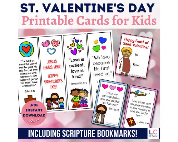 Saint Valentine Printable Cards and Scripture Bookmarks for Kids ...