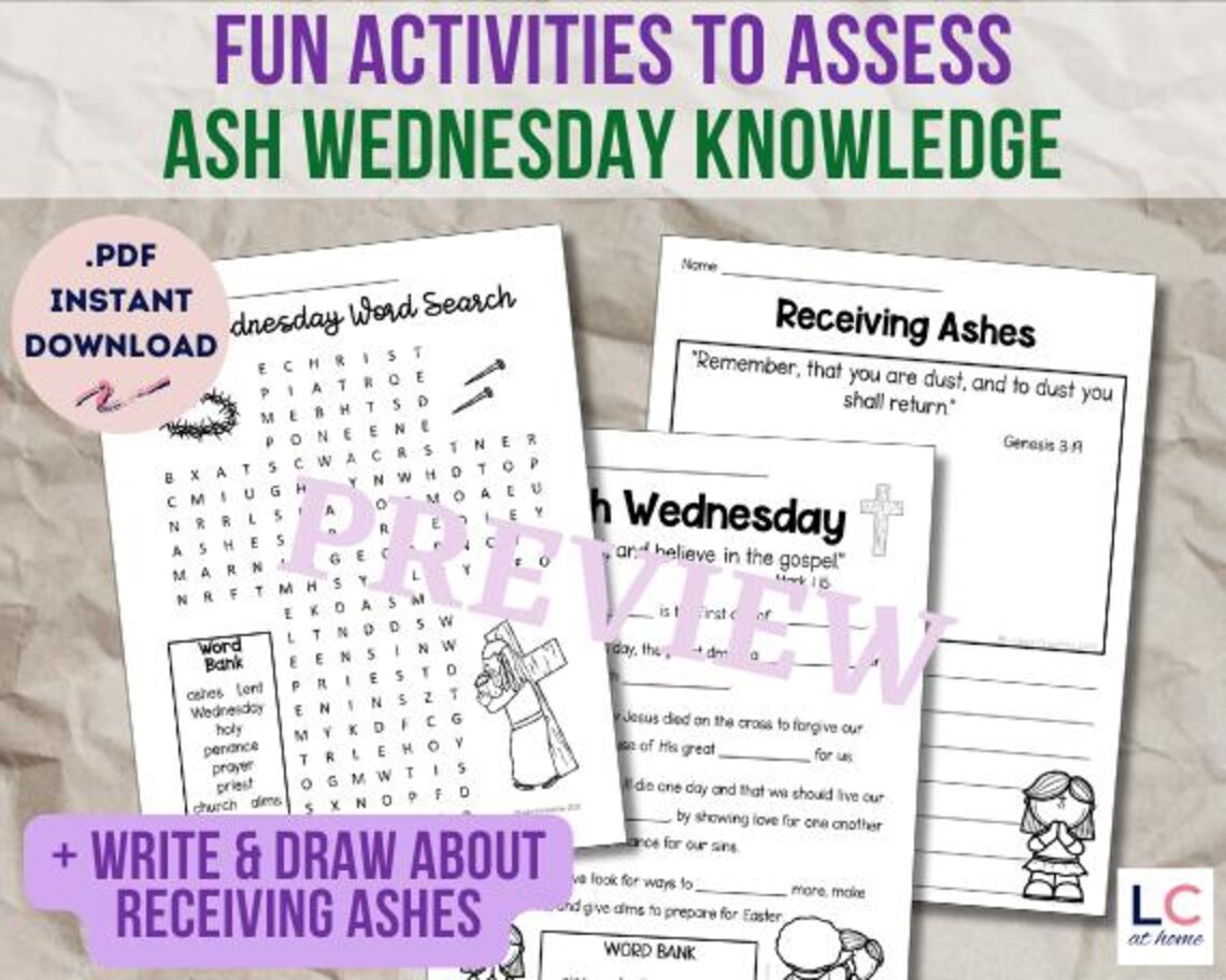 Lent Facts and Worksheets | Ash Wednesday and Holy Week Activities ...