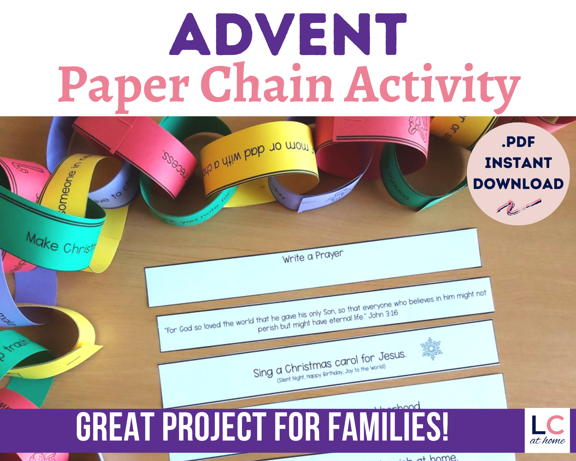 Advent Paper Chain Activity for Kids and Families Christian Christmas ...