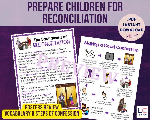 First Reconciliation Sacrament Prep Activities | Catholic Confession ...