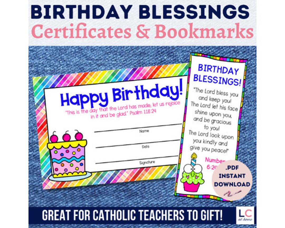 Catholic Birthday Certificates and Scripture Bookmarks | Gifts From the ...