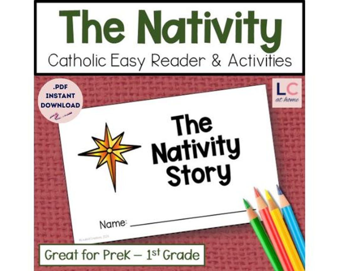 Nativity Easy Reader for Catholic Kids | Jesus Birthday Drawing Tracing ...