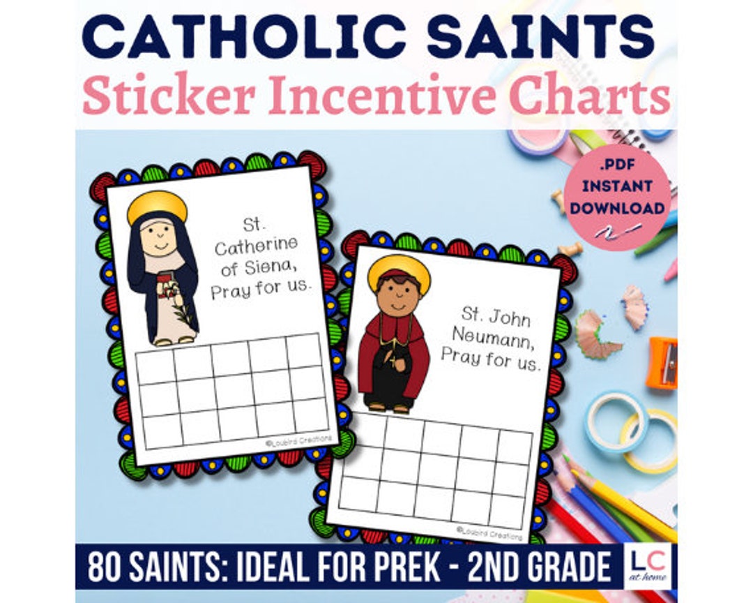 Catholic Saints Sticker Incentive Charts | Printable Reward Tracker for ...