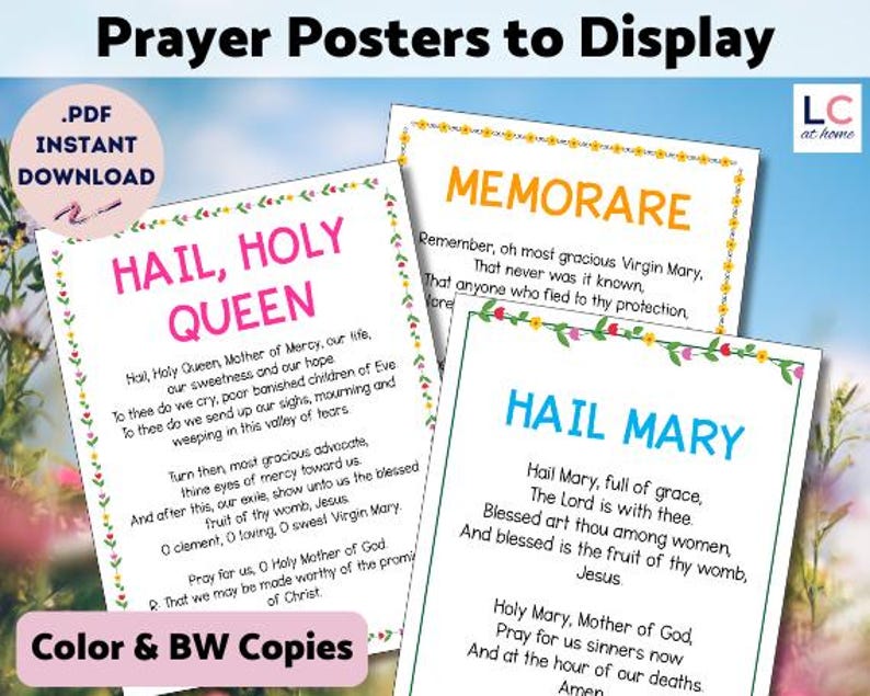 Mother Mary Catholic Prayers | Hail Mary | Memorare | Hail Holy Queen ...