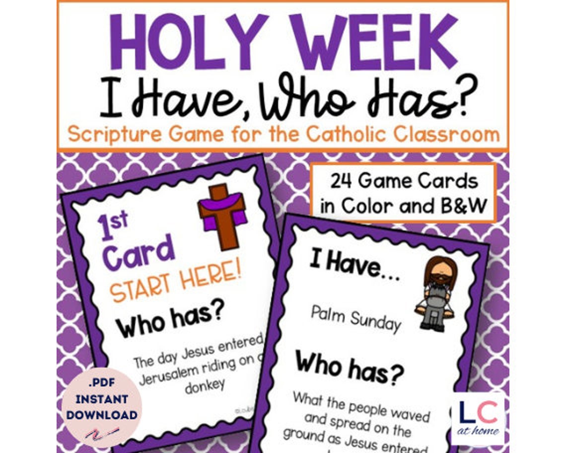 Holy Week Catholic Scripture Trivia Game for Kids | Palm Sunday | Holy ...