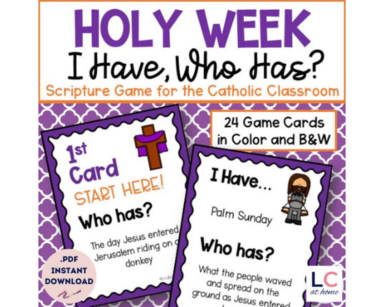 Holy Week Catholic Scripture Trivia Game for Kids | Palm Sunday | Holy ...