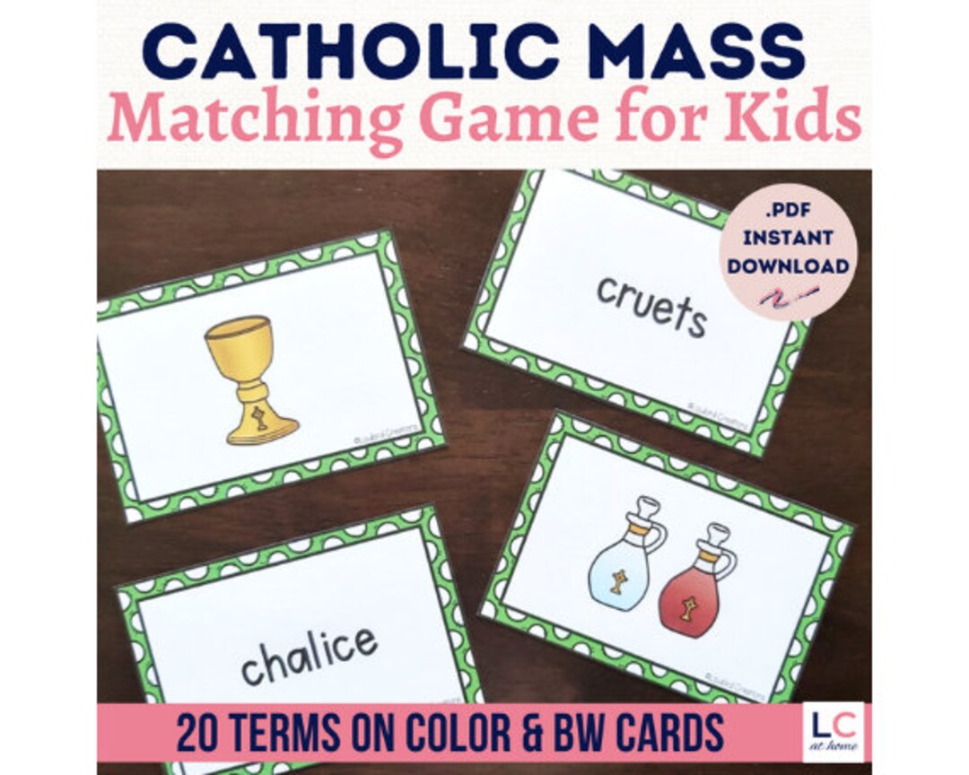 Catholic Mass Vocabulary Matching Memory Game for Kids | Sunday School ...