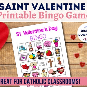 Saint Valentine Bingo Game Catholic Christian Edition Feast of St ...