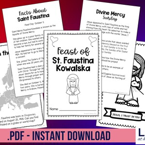 Saint Faustina Kowalska and Divine Mercy Sunday Printable Activity ...