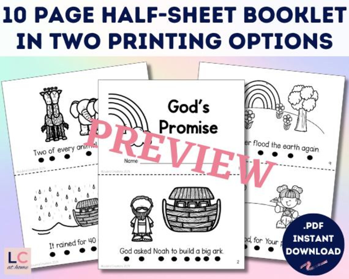 Noahs Ark Easy Reader Book for Catholic Kids | Gods Promise Activities ...