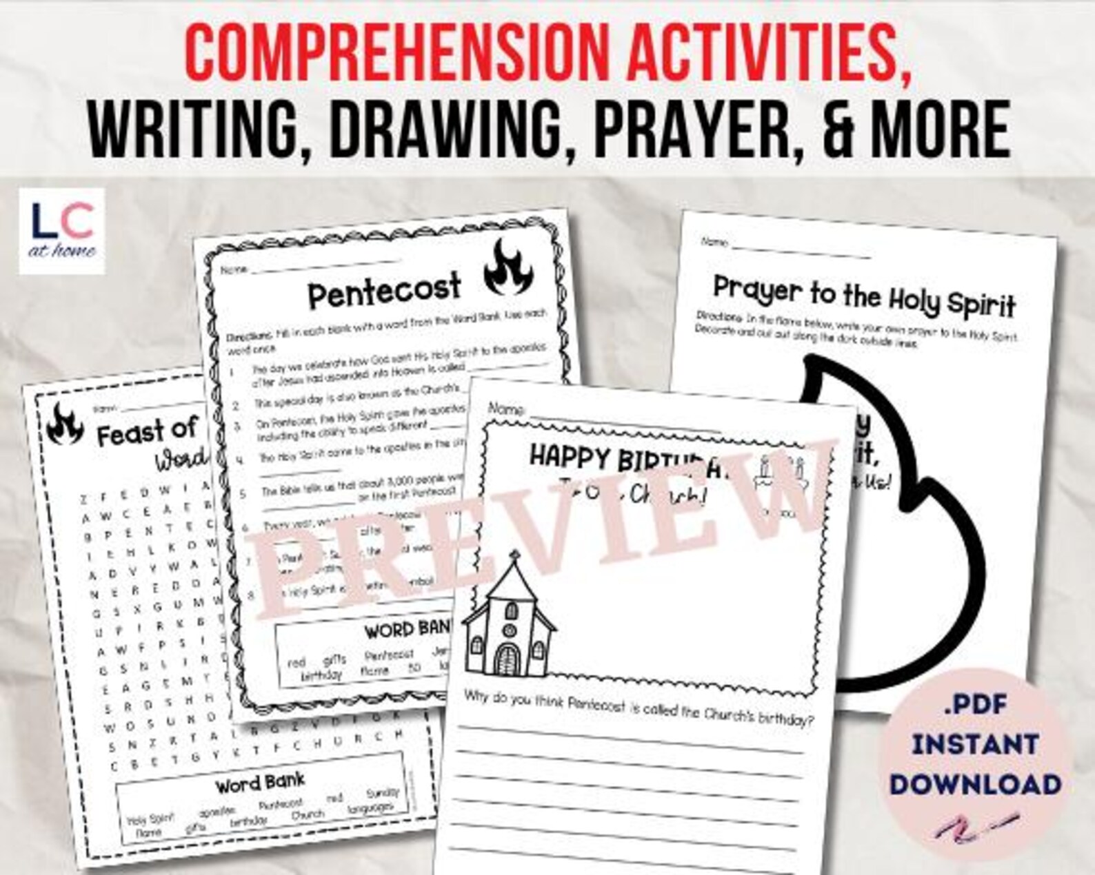 Pentecost Sunday Scripture Activities for Catholic Kids | Sunday School ...