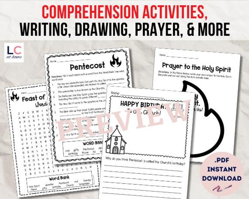 Pentecost Sunday Scripture Activities for Catholic Kids | Sunday School ...