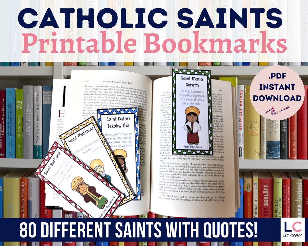 Catholic Saints Printable Bookmarks for Kids 80 Saints Incentives With ...