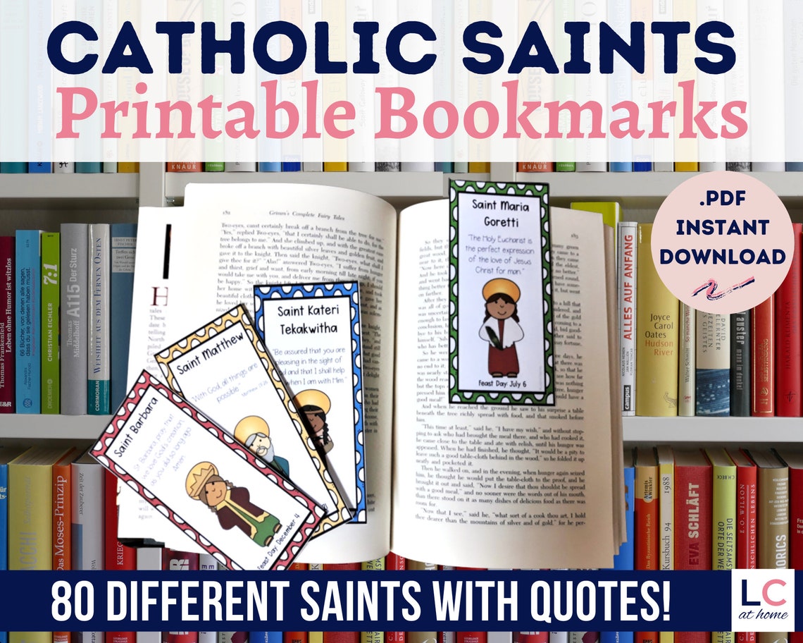 Catholic Saints Printable Bookmarks for Kids 80 Saints Incentives With ...