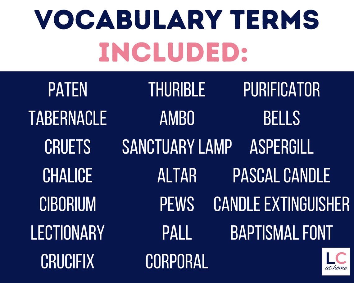 Catholic Mass Vocabulary Matching Memory Game for Kids | Sunday School ...