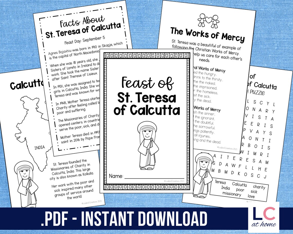 Saint Teresa of Calcutta Printable Activity Booklet for Catholic Kids ...