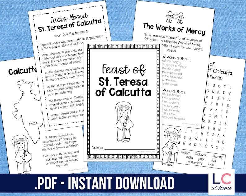 Saint Teresa of Calcutta Printable Activity Booklet for Catholic Kids ...
