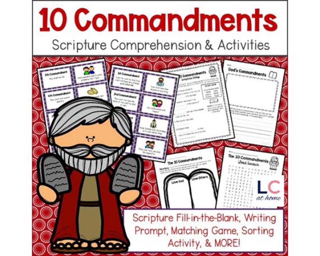 10 Commandments Matching Game | Worksheets for Catholic Kids | Sunday ...