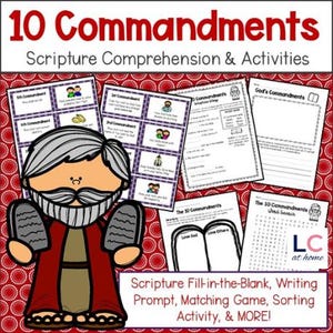 10 Commandments Matching Game | Worksheets for Catholic Kids | Sunday ...