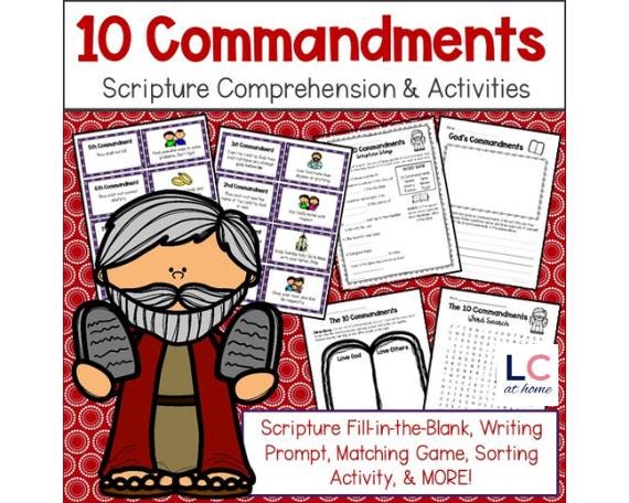 10 Commandments Matching Game | Worksheets for Catholic Kids | Sunday ...