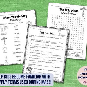 Catholic Mass Vocabulary Activities | First Communion Worksheets ...