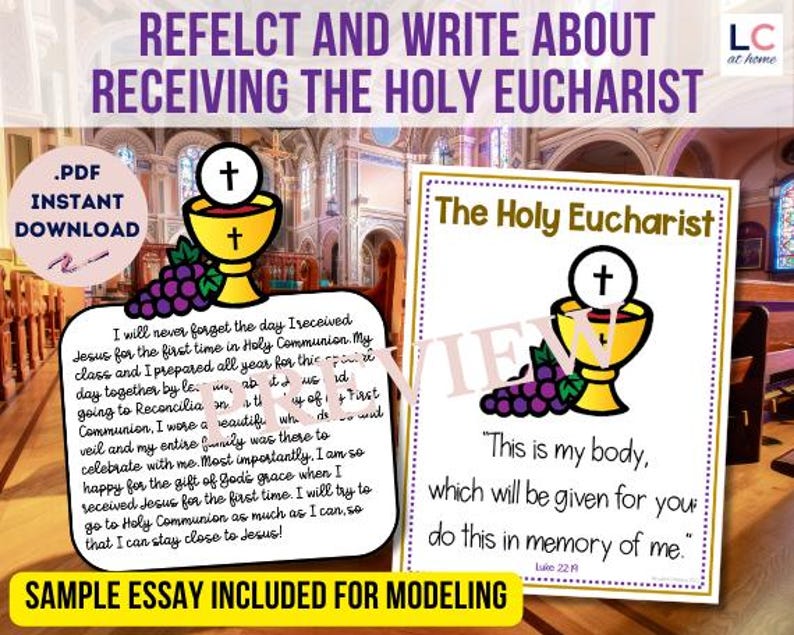 First Communion Writing Activity | Holy Eucharist Catholic Bulletin ...