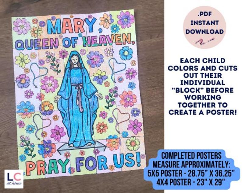 Mary Queen of Heaven Collaborative Poster for Catholic Kids | May ...