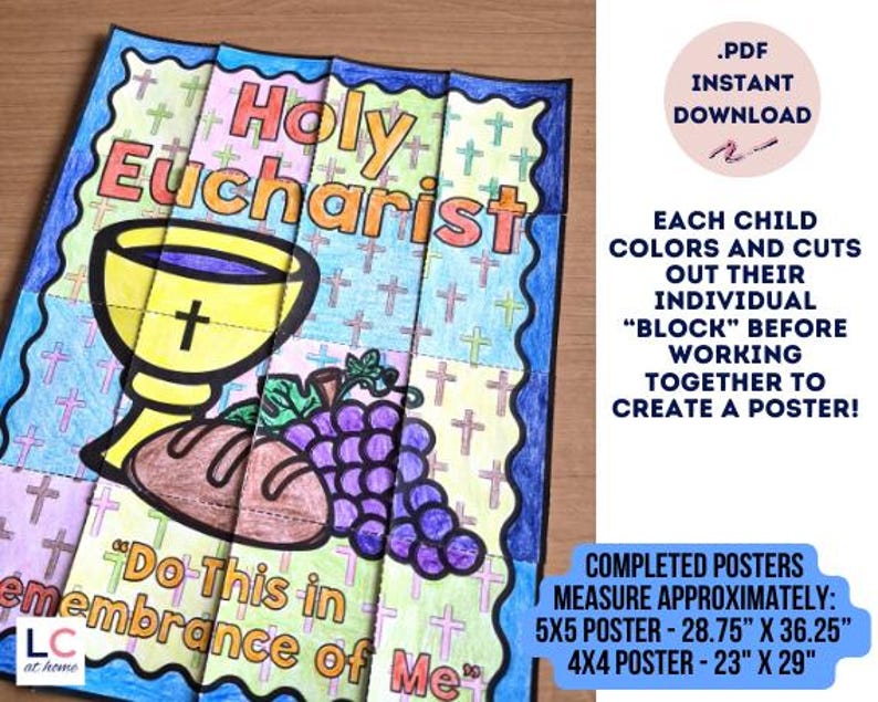 Holy Eucharist Collaborative Poster | Catholic First Communion Activity ...