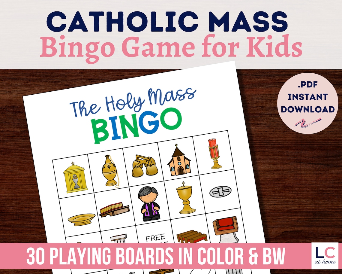 Catholic Mass Vocabulary Bingo Game for Kids - Etsy