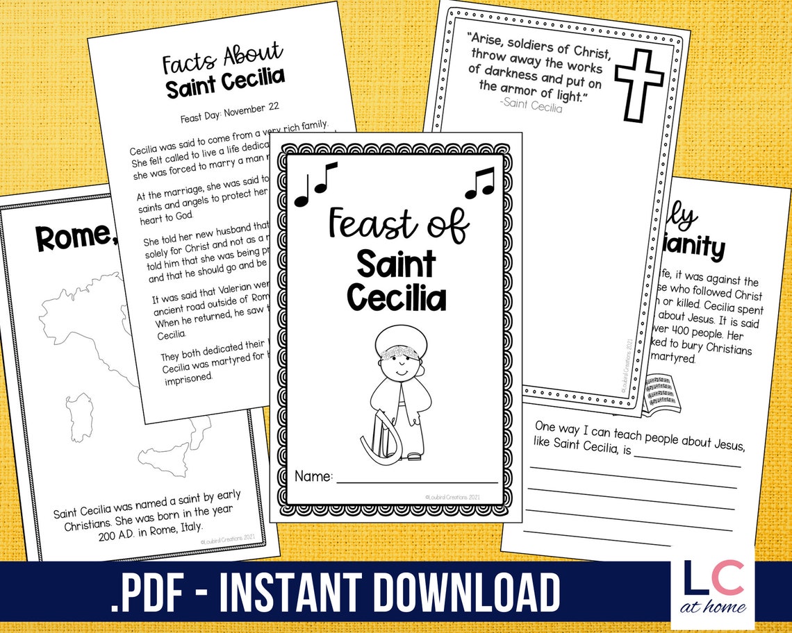 Saint Cecilia Printable Activity Booklet for Catholic Kids | St ...