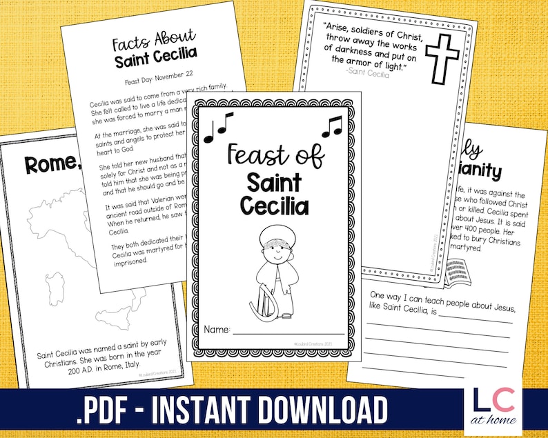 Saint Cecilia Printable Activity Booklet for Catholic Kids | St ...