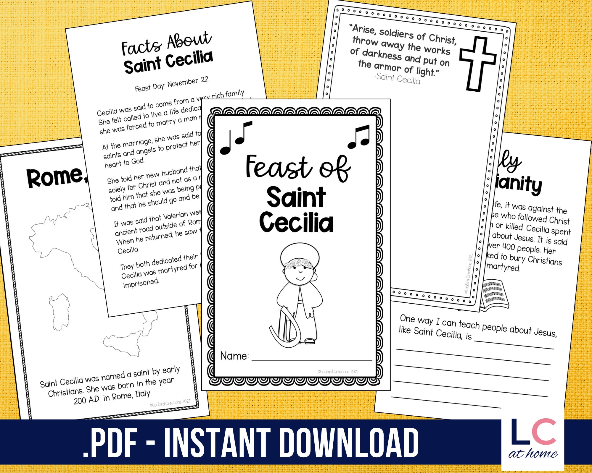 Saint Cecilia Printable Activity Booklet for Catholic Kids | St ...