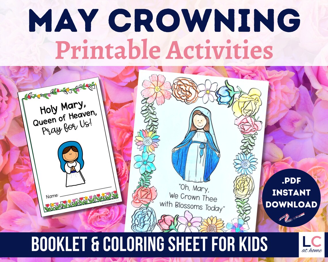 May Crowning Activities and Coloring Sheet for Catholic Kids - Etsy