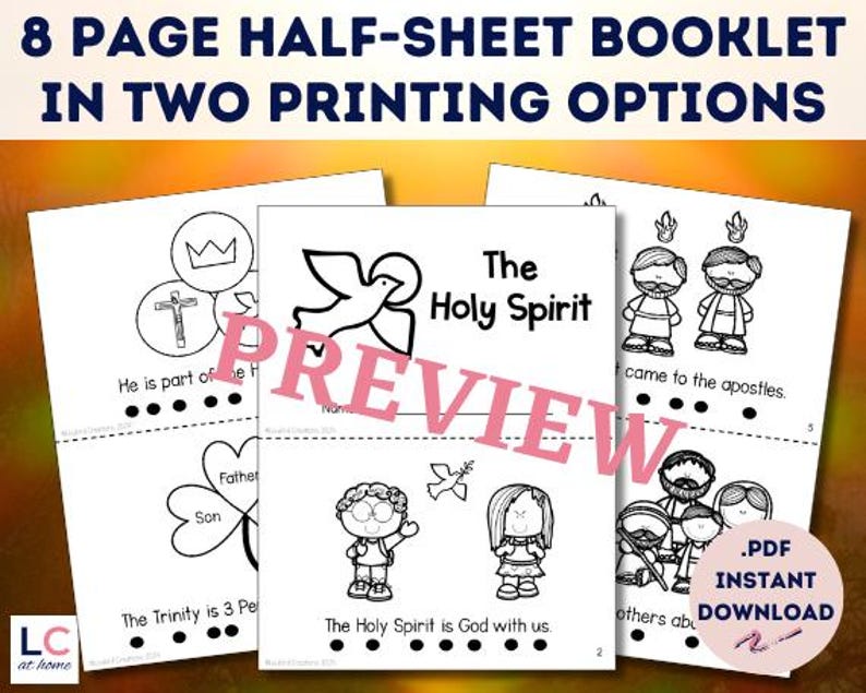 Holy Spirit Catholic Easy Reader and Activities | Pentecost Scripture ...