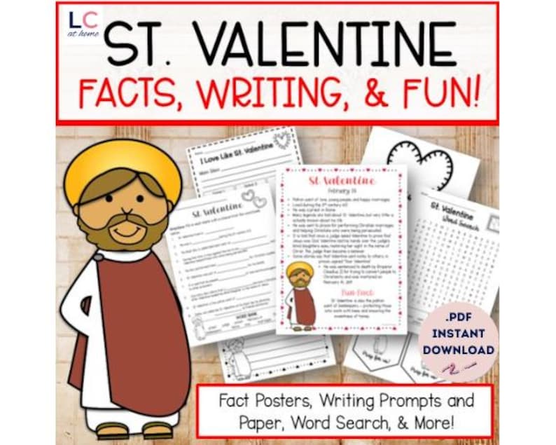 Saint Valentine Writing Activity for Catholic Kids | Story of St ...