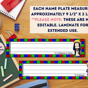 Catholic Saint Name Plates | Back to School Name Tags | Catholic Sunday ...