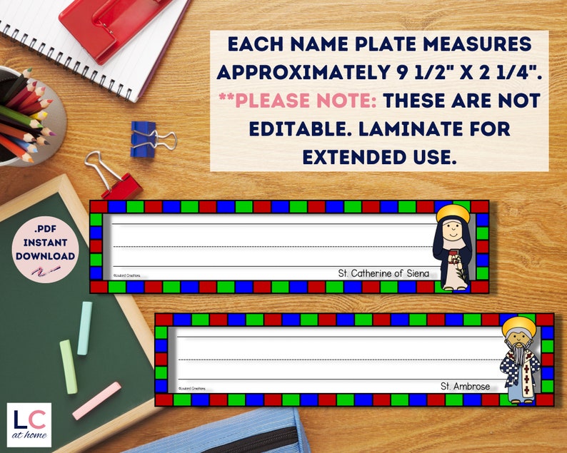 Catholic Saint Name Plates | Back to School Name Tags | Catholic Sunday ...