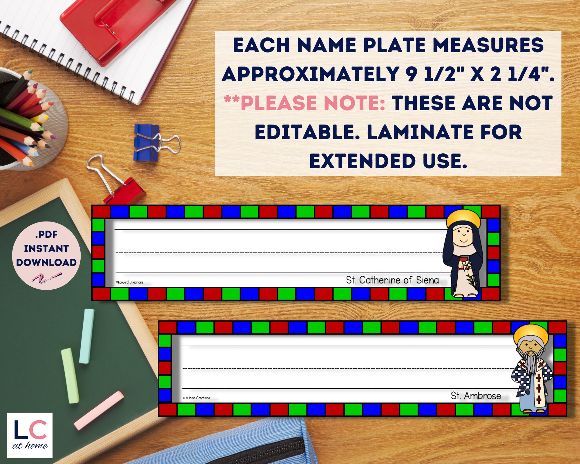 Catholic Saint Name Plates | Back to School Name Tags | Catholic Sunday ...