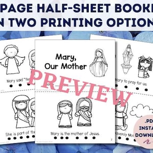 Mary Our Mother Catholic Easy Reader for Kids | Mary Coloring Activity ...