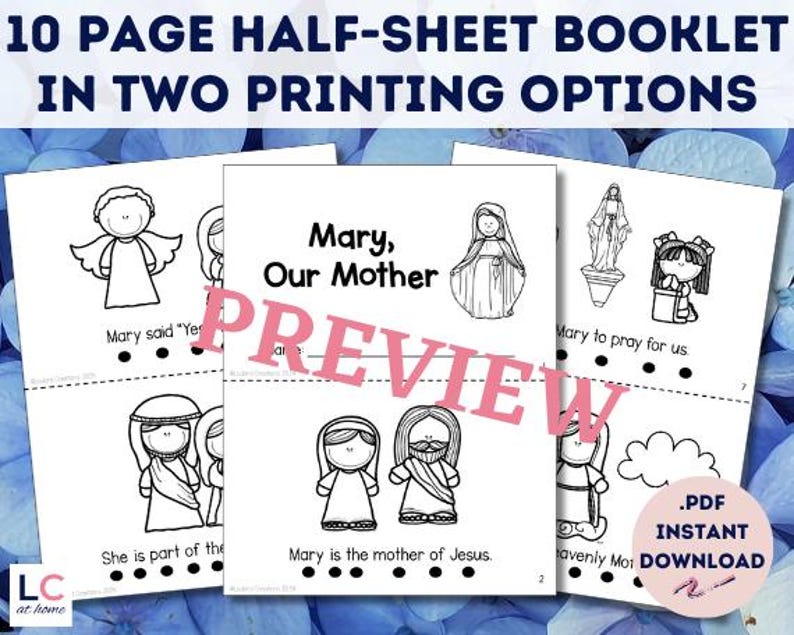 Mary Our Mother Catholic Easy Reader for Kids | Mary Coloring Activity ...
