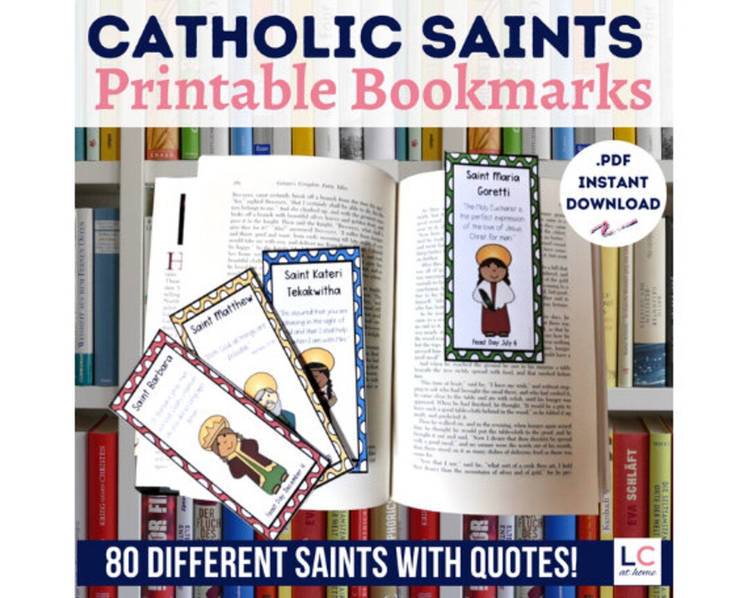 Catholic Saints Printable Bookmarks for Kids | 80 Saints Incentives ...